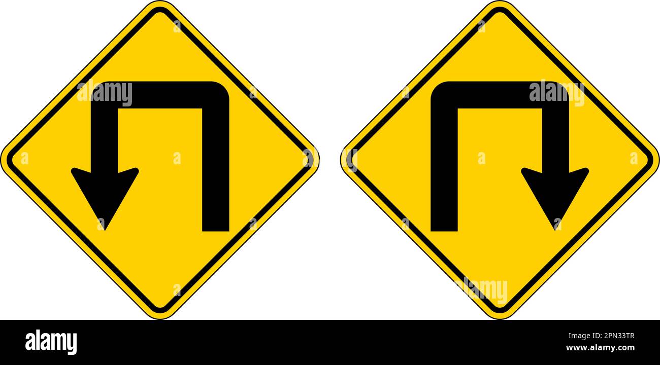 Warning Sign, Double Right, Double Left,Turn Symbol On White Background ...