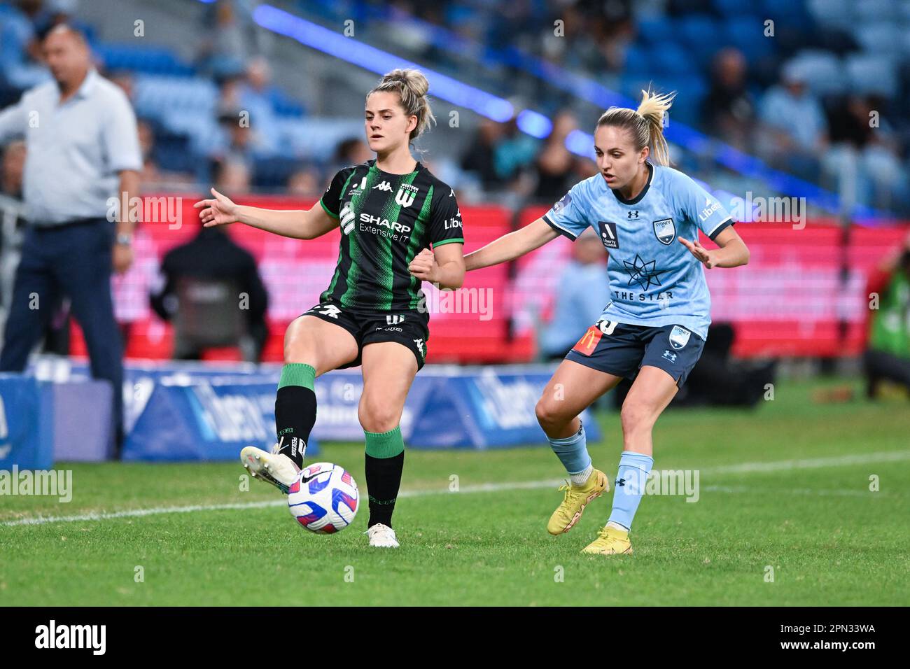 Sydney, Australia. 16th Apr, 2023. Alana Cerne (L) of Western United ...