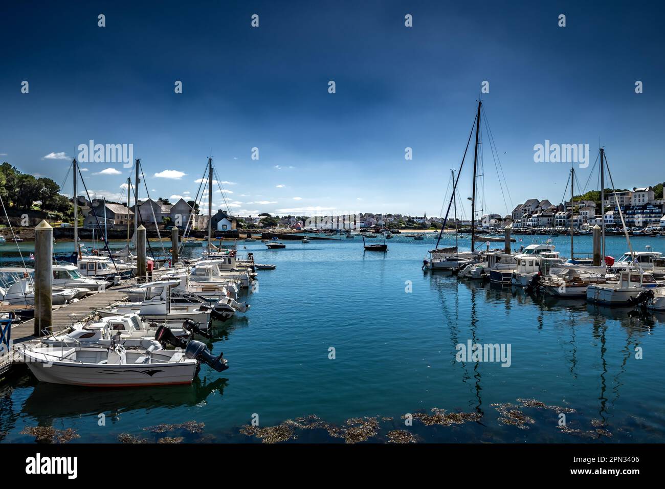 Boats in The Harbor of City Audierne At The Finistere Atlantic Coast In ...