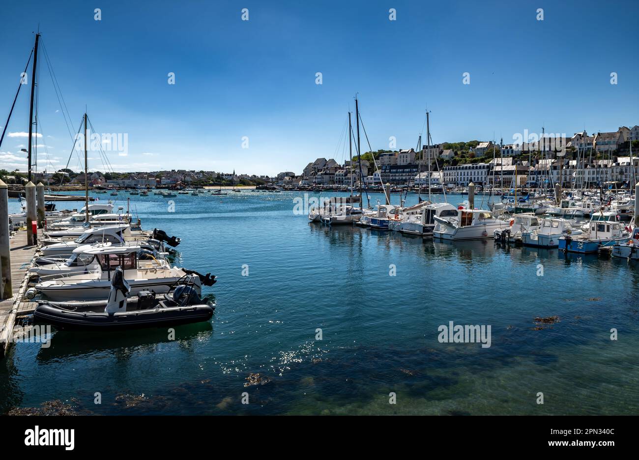 Boats in The Harbor of City Audierne At The Finistere Atlantic Coast In ...