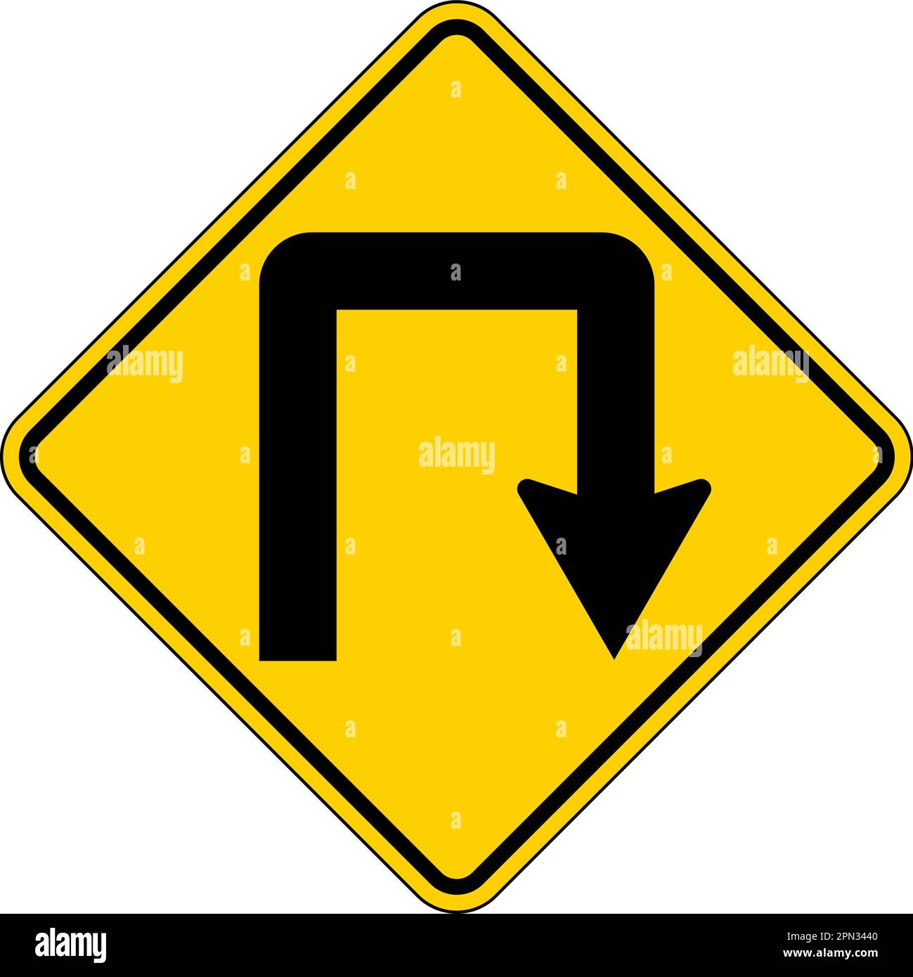 Warning Sign, Double Right Turn Symbol On White Background Stock Vector ...