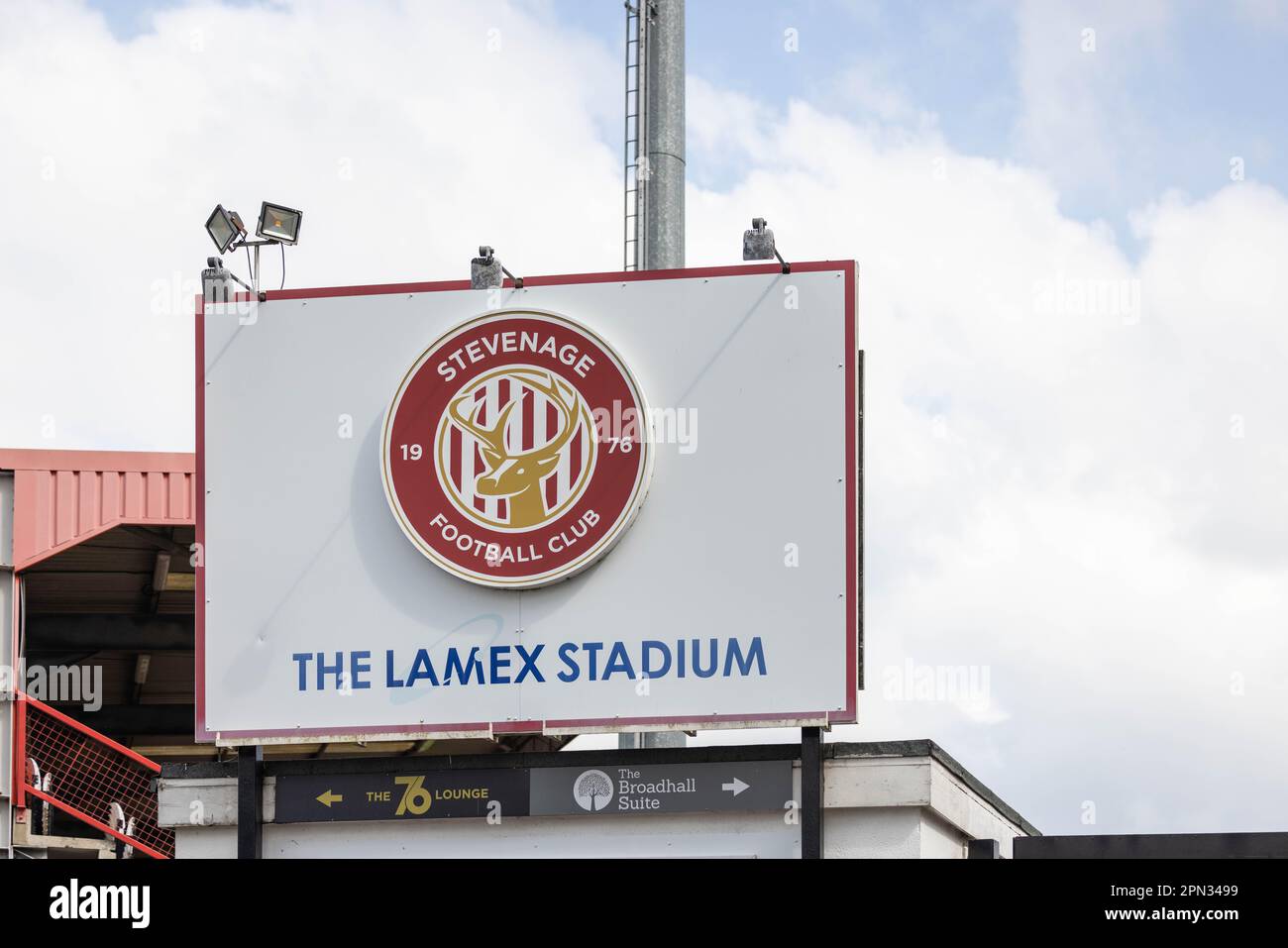Exterior general view of The Lamex Stadium, Broadtail Way, Stevenage ...