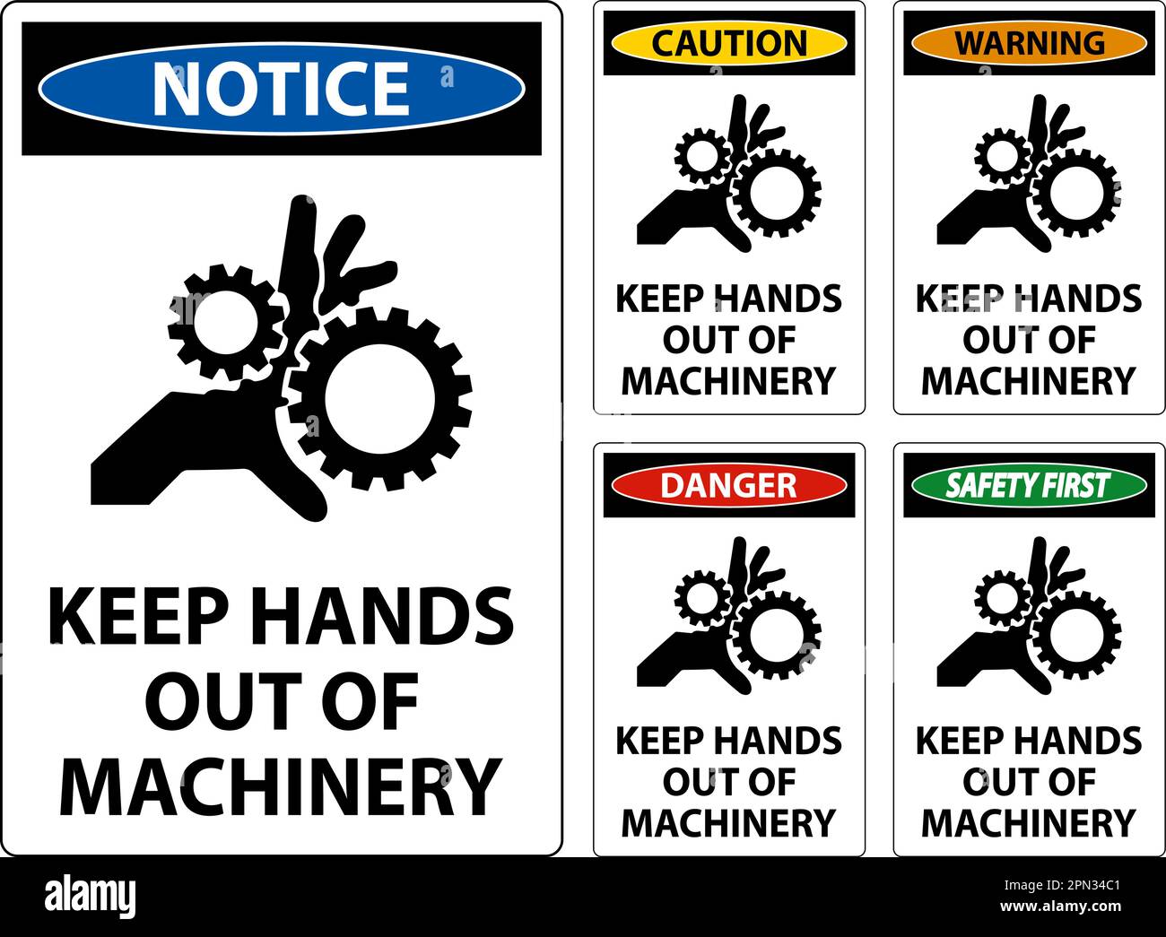Warning Sign Keep Hands Out Of Machinery Stock Vector Image & Art - Alamy