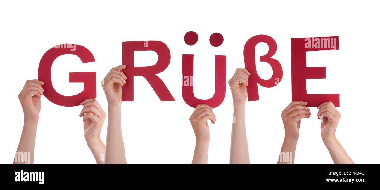 People Hands Building Word Gruesse Means Greetings, Isolated Background ...