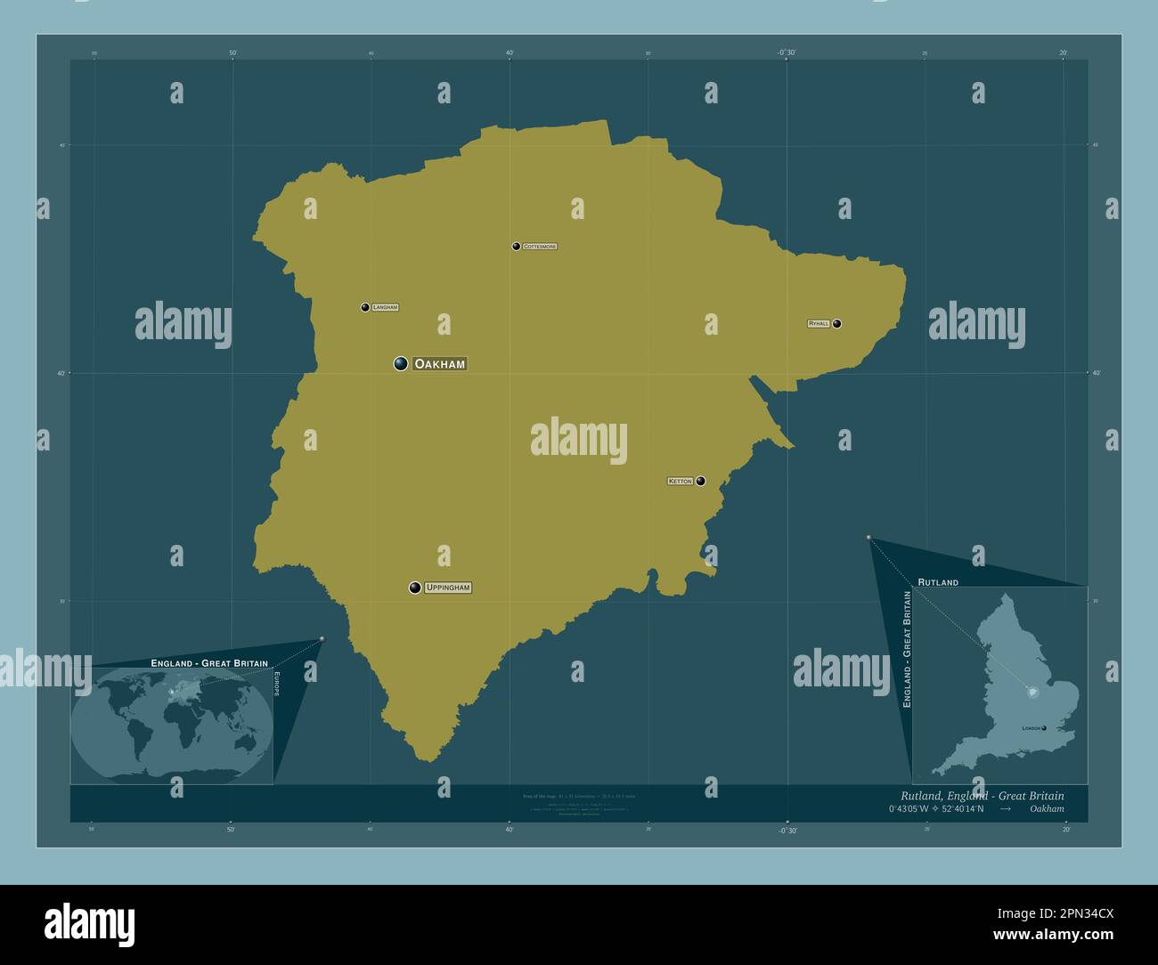 Rutland, unitary authority of England - Great Britain. Solid color ...