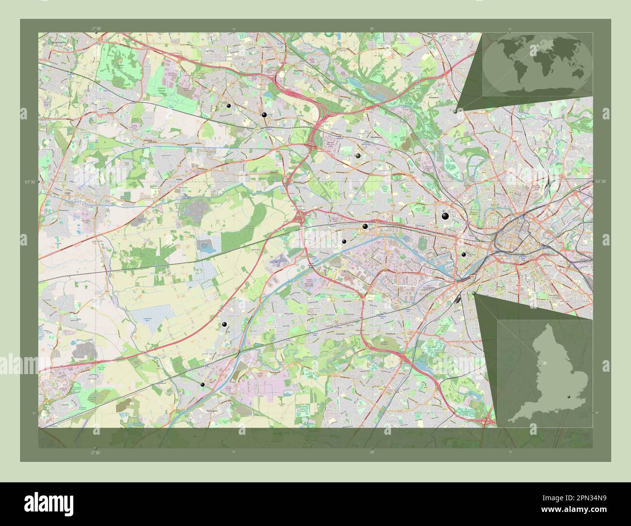 Salford, administrative county of England - Great Britain. Open Street ...