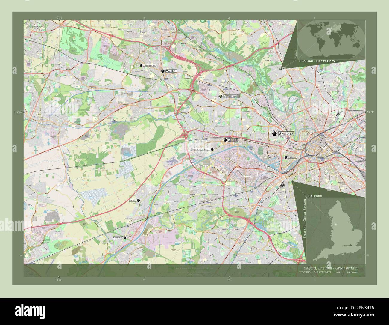 Salford, administrative county of England - Great Britain. Open Street ...