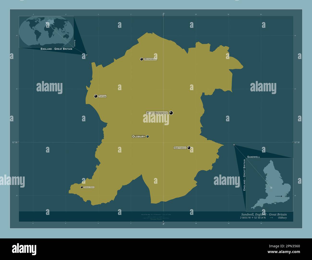 Sandwell, administrative county of England - Great Britain. Solid color ...