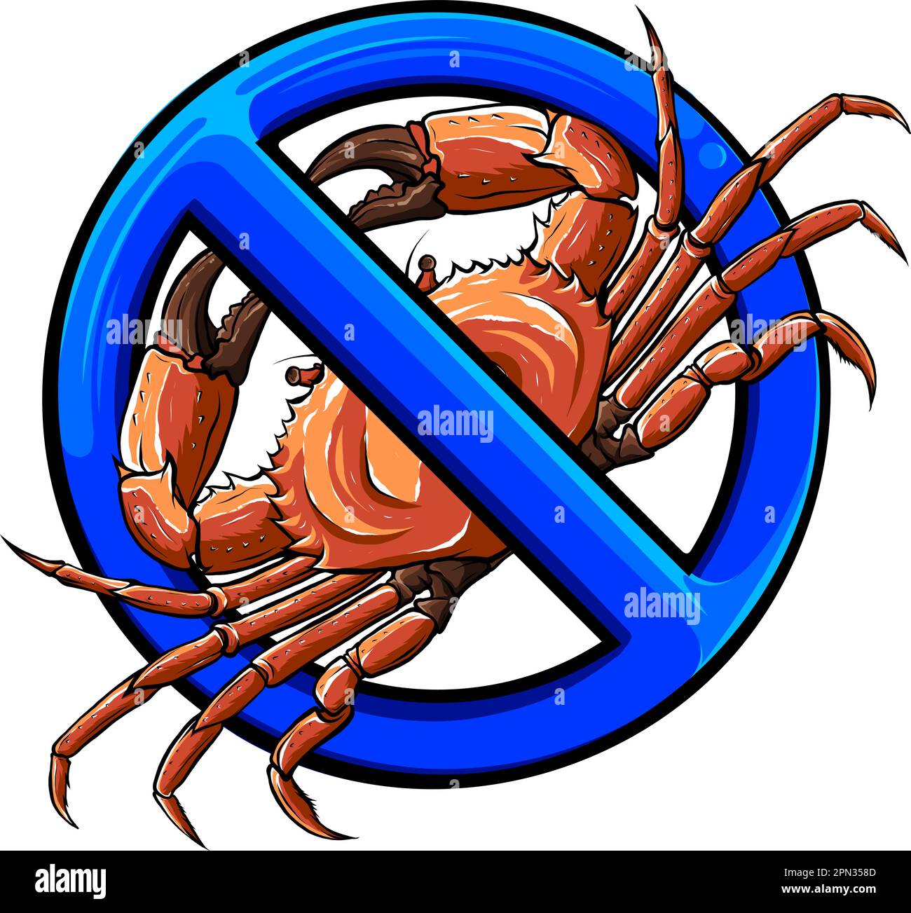 No crab sign isolated on white background vector illustration Stock ...
