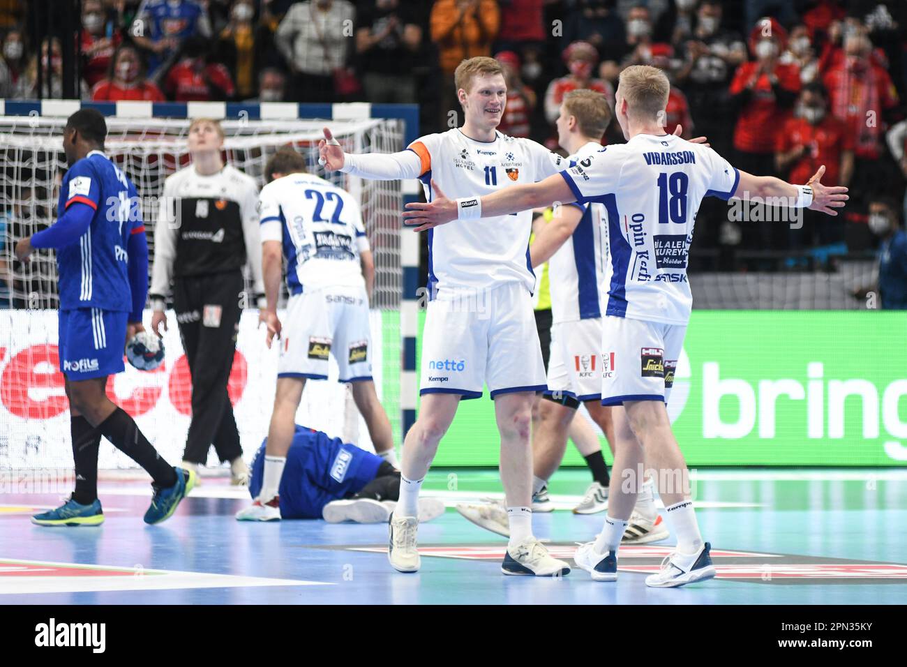 Ellidi Vidarsson, Ymir Gislason (Iceland) celebrate the win against ...