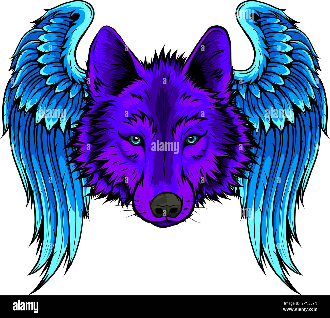 Black And Blue Wolves With Wings