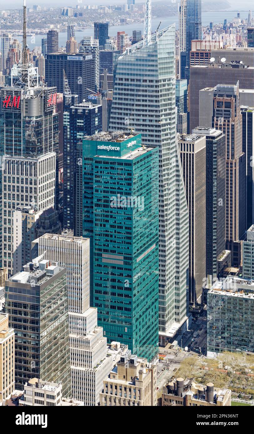 Turquoise-clad Salesforce Tower, aka Three Bryant Park, originally ...