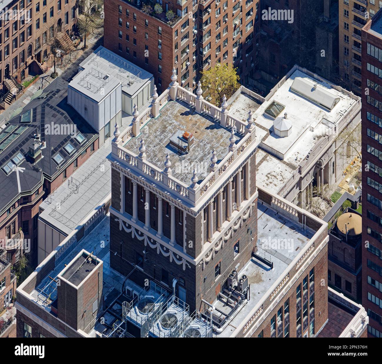 View from above: Bright white stone and terra cotta enliven the brick ...