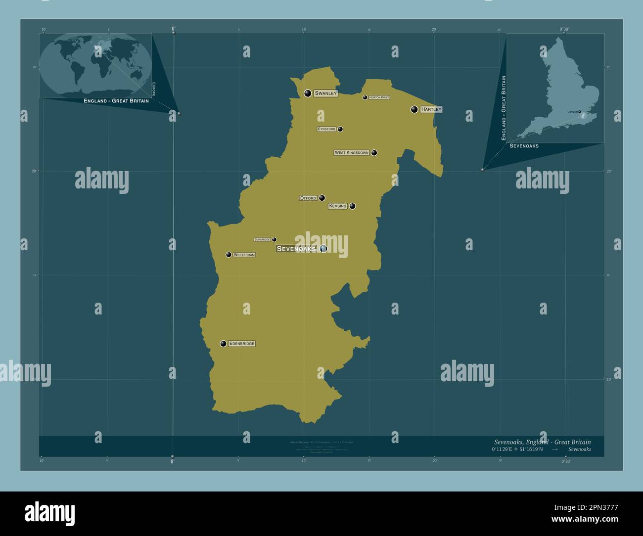 Sevenoaks, non metropolitan district of England - Great Britain. Solid ...