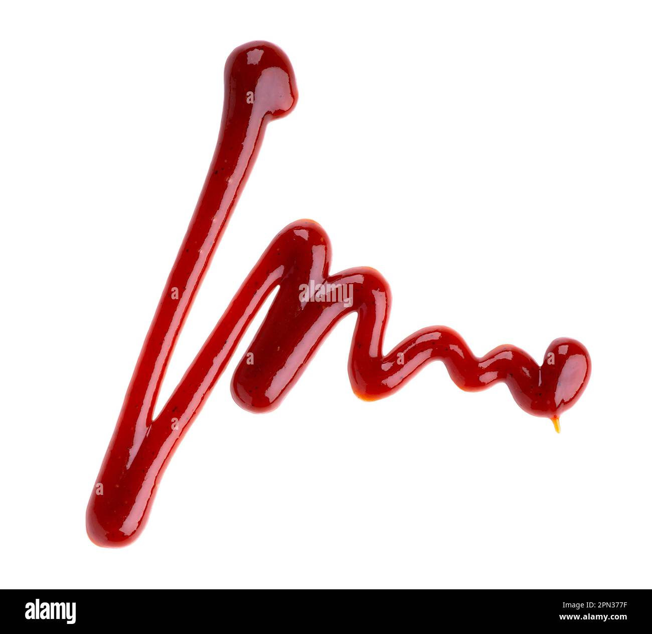 Red ketchup splashes isolated on white background. Drizzle of Barbecue ...