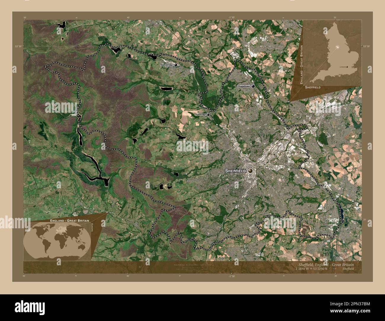 Sheffield, administrative county of England - Great Britain. Low ...