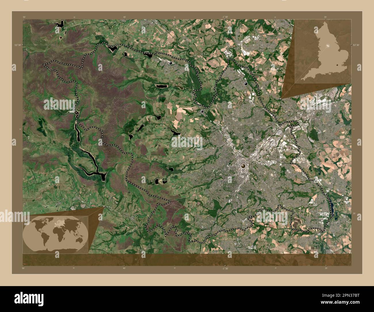 Sheffield, administrative county of England - Great Britain. Low ...