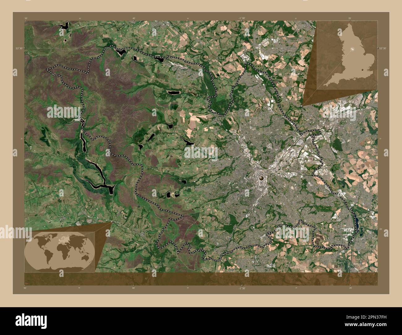 Sheffield, administrative county of England - Great Britain. Low ...