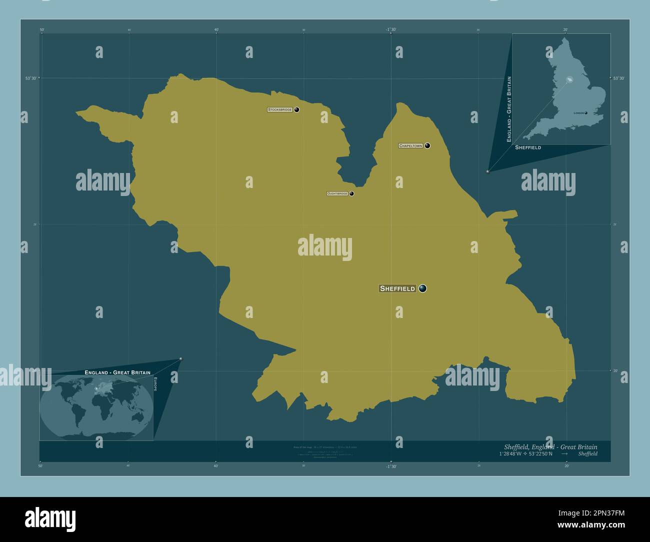Sheffield, administrative county of England - Great Britain. Solid ...