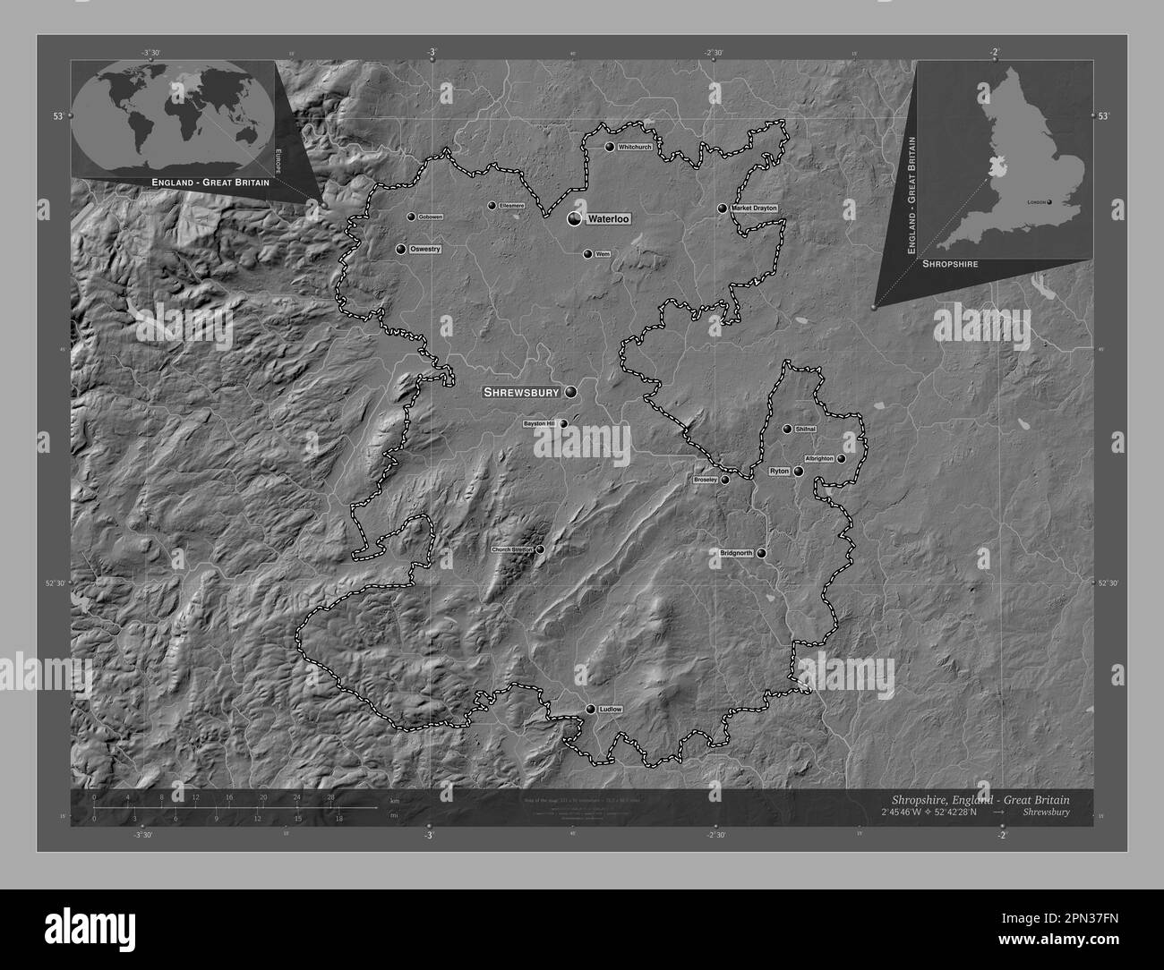 Shropshire, administrative county of England - Great Britain. Bilevel ...