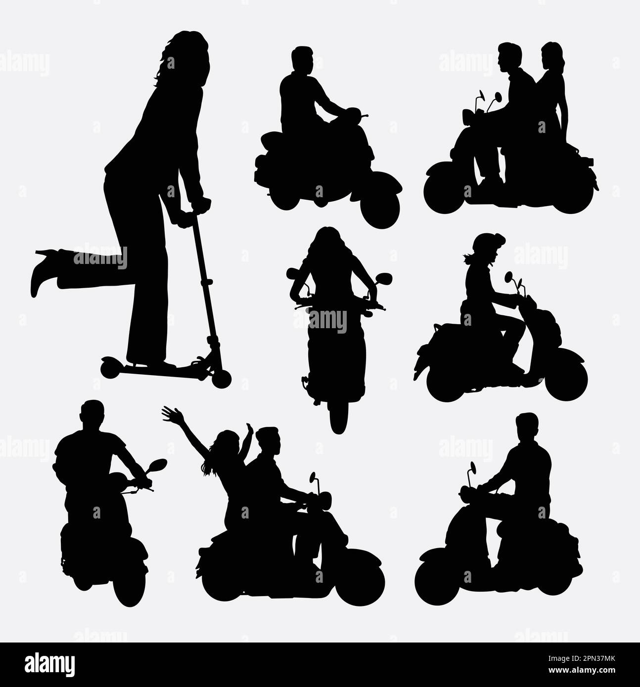 Man posing on scooter Stock Vector Images - Alamy