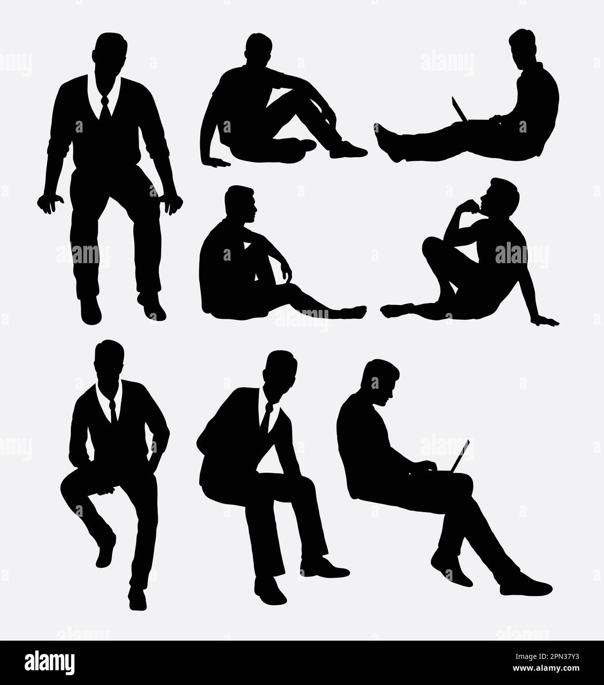 Man sitting silhouettes. Good use for symbol, logo, web icons, or any ...