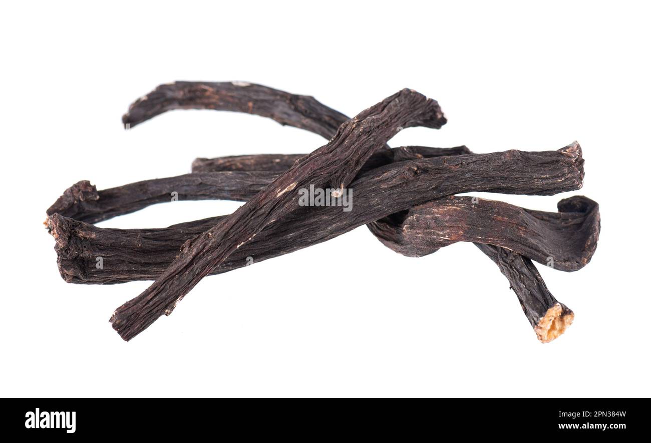 Common comfrey root isolated on white background. Dry roots of ...