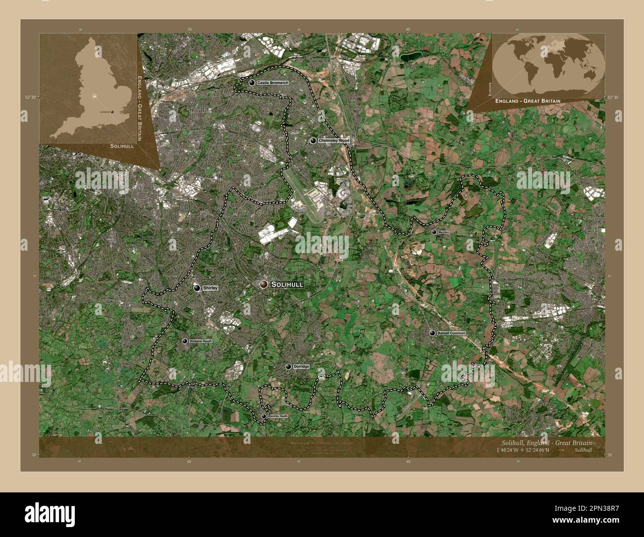 Solihull, unitary authority of England - Great Britain. Low resolution ...