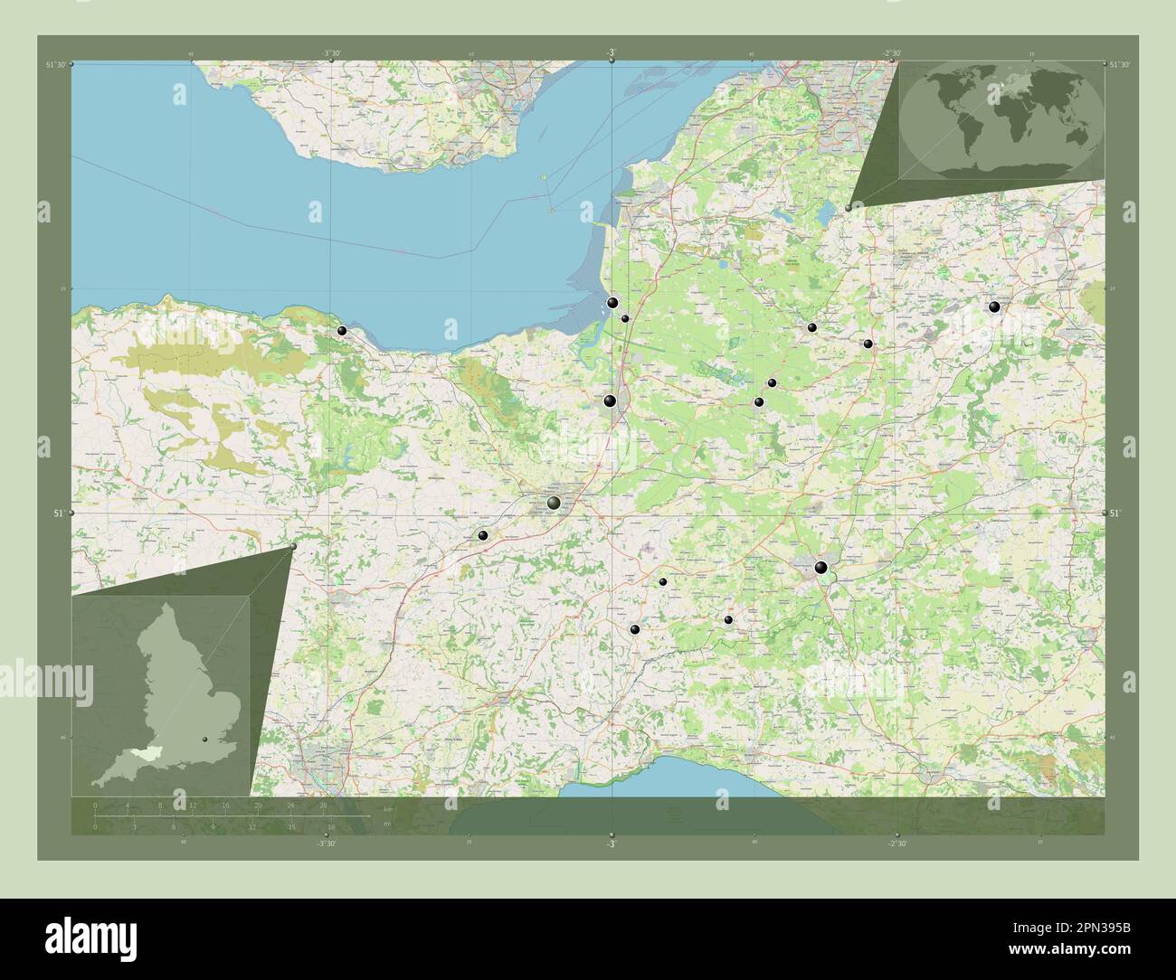Somerset, administrative county of England - Great Britain. Open Street ...