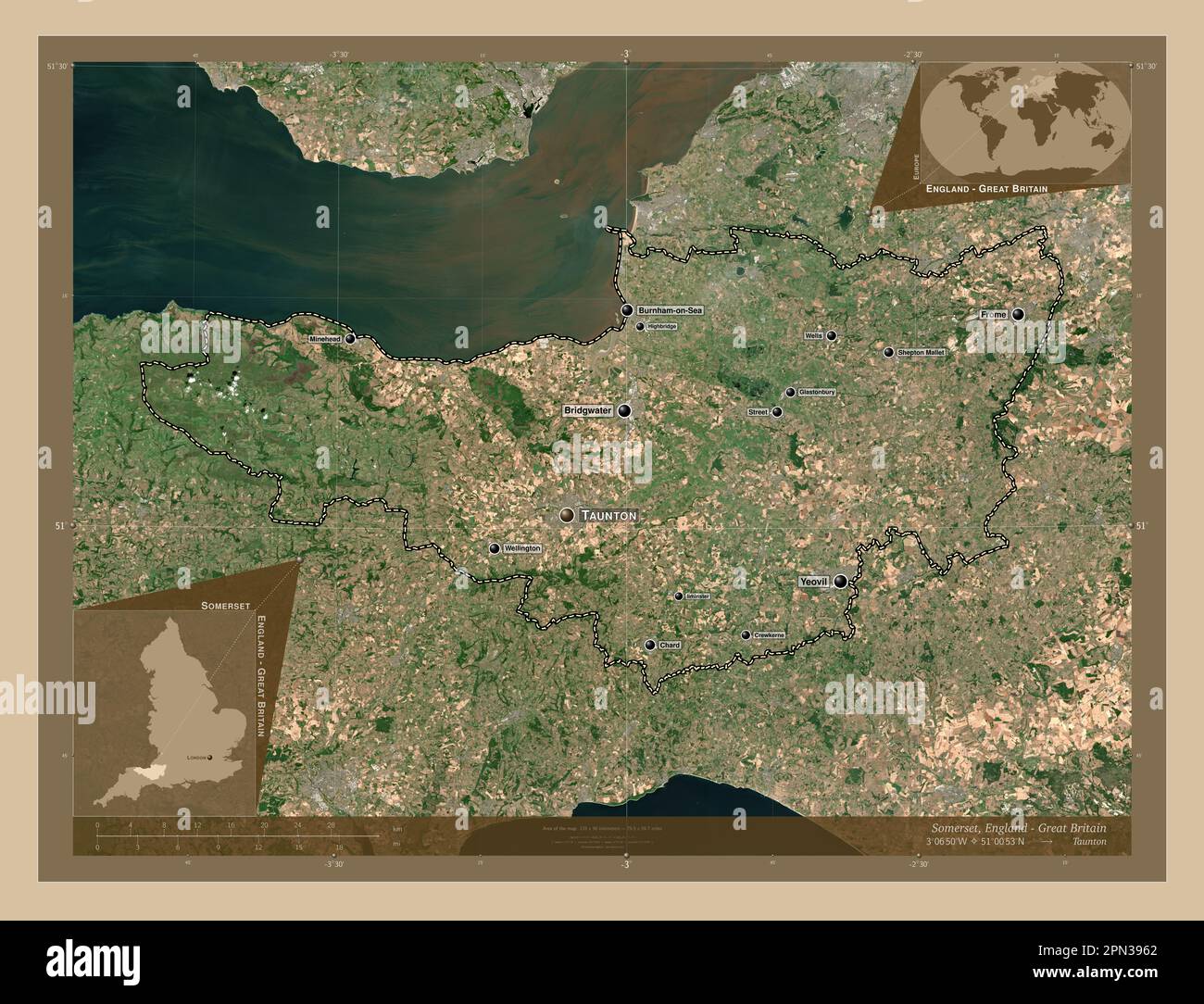 Somerset, administrative county of England - Great Britain. Low ...