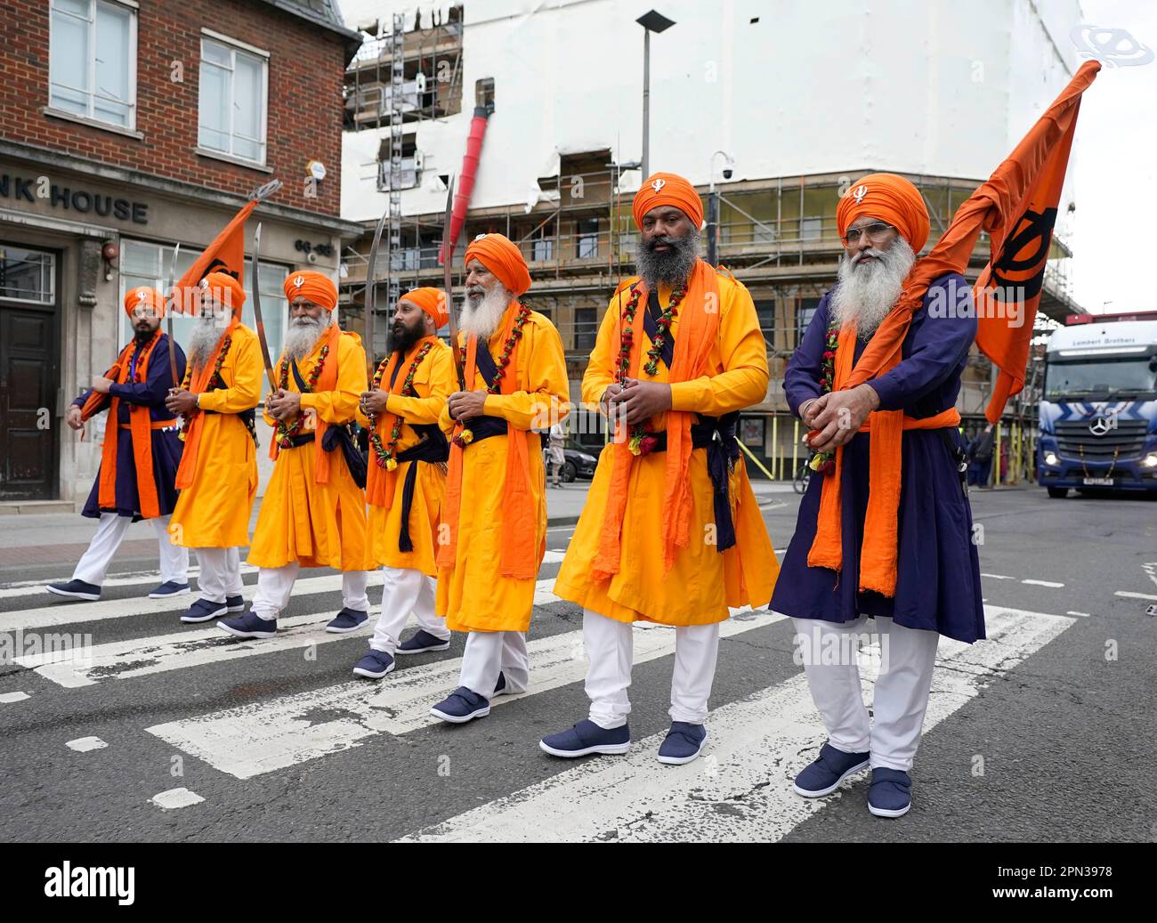 The Panj Pyare (Five Beloved Ones) take part in the Nagar Kirtan ...