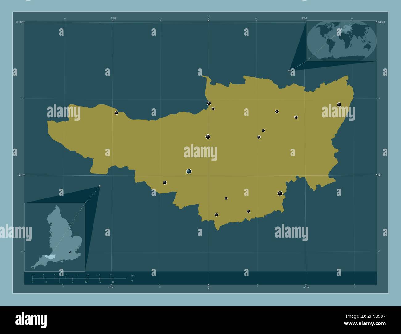 Somerset, administrative county of England - Great Britain. Solid color ...