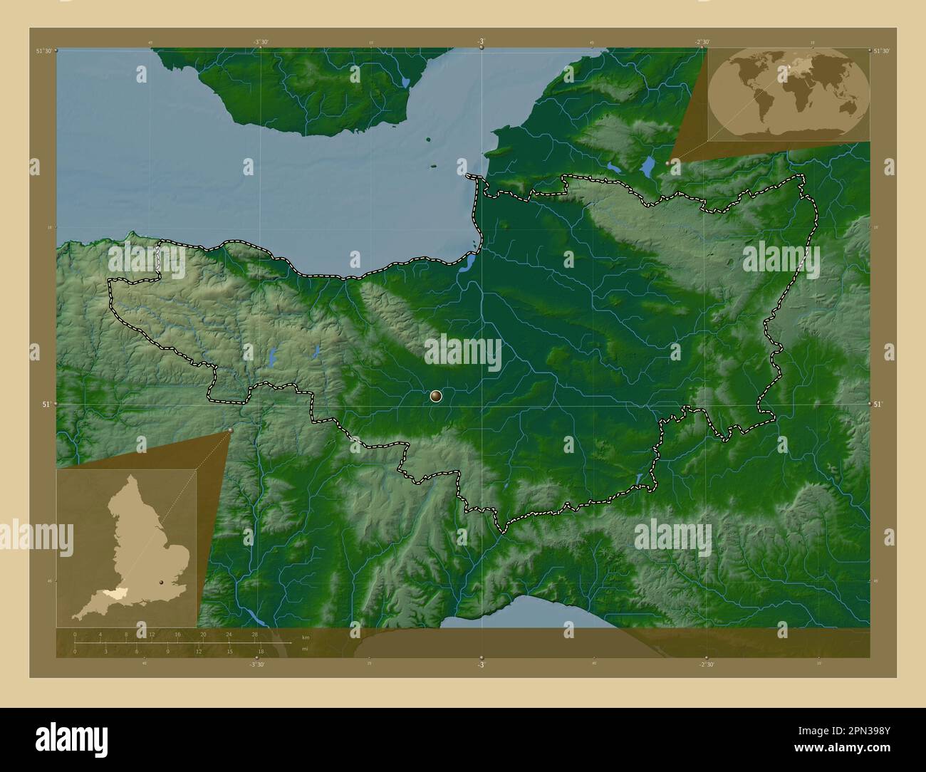 Somerset, administrative county of England - Great Britain. Colored ...