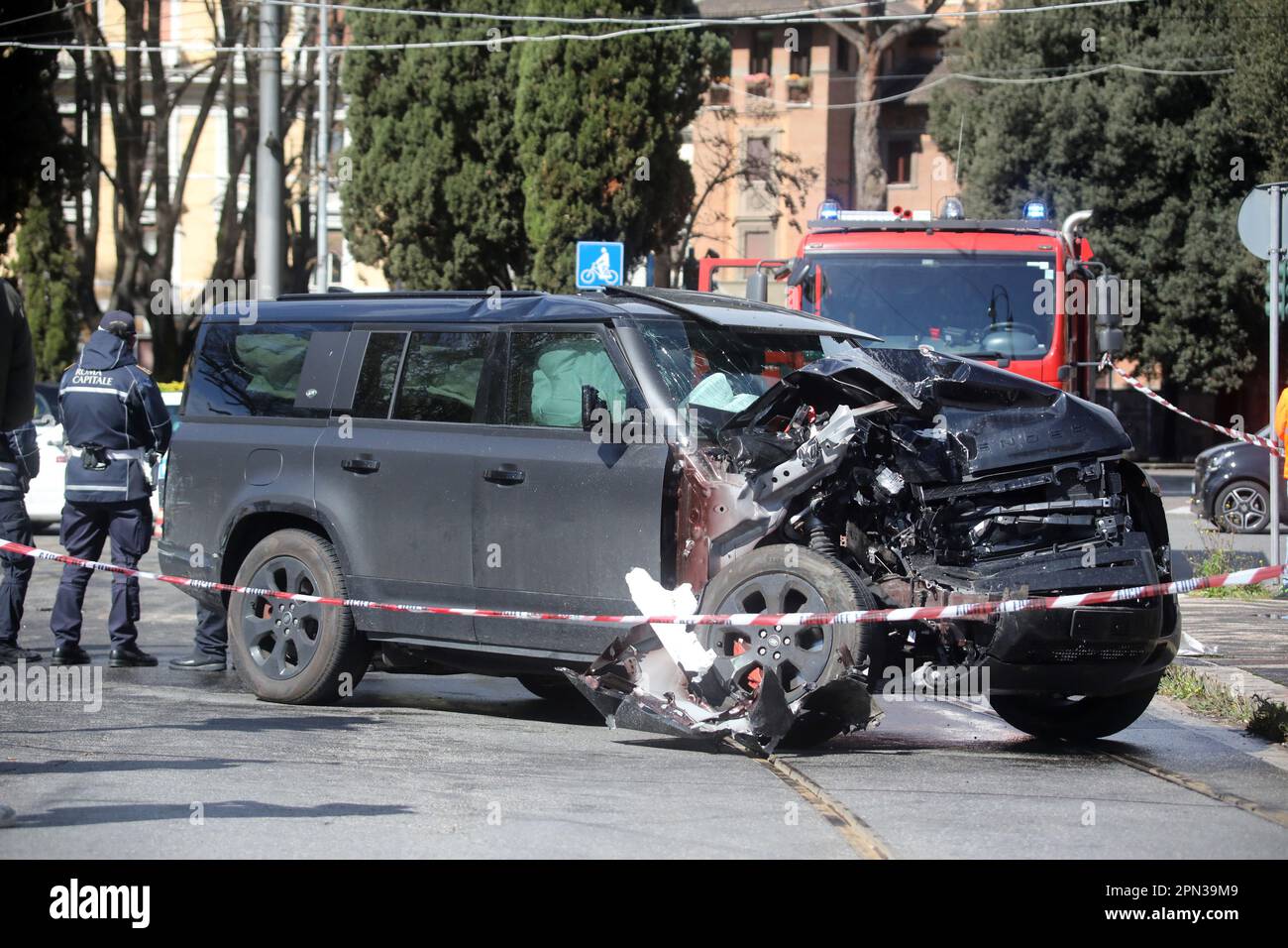 Rome, Italy. 16th Apr, 2023. Rome, Italy 16.04.2023: Car accident ...