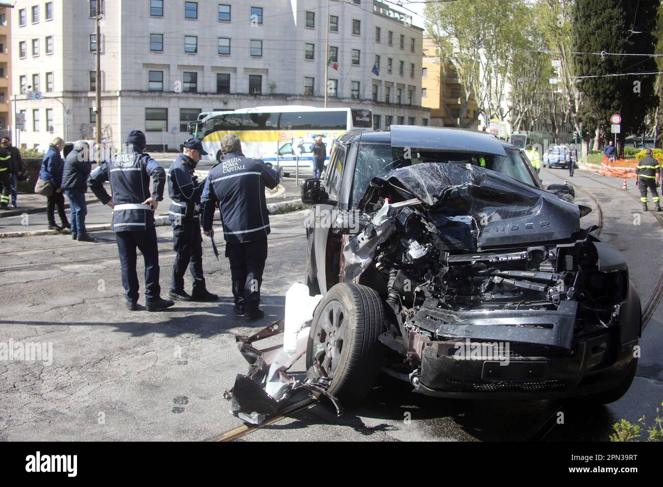 Rome, Italy. 16th Apr, 2023. Rome, Italy 16.04.2023: Car accident ...