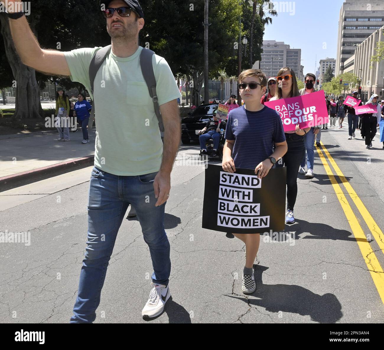 Los Angeles, United States. 15th Apr, 2023. Hundreds of protesters ...
