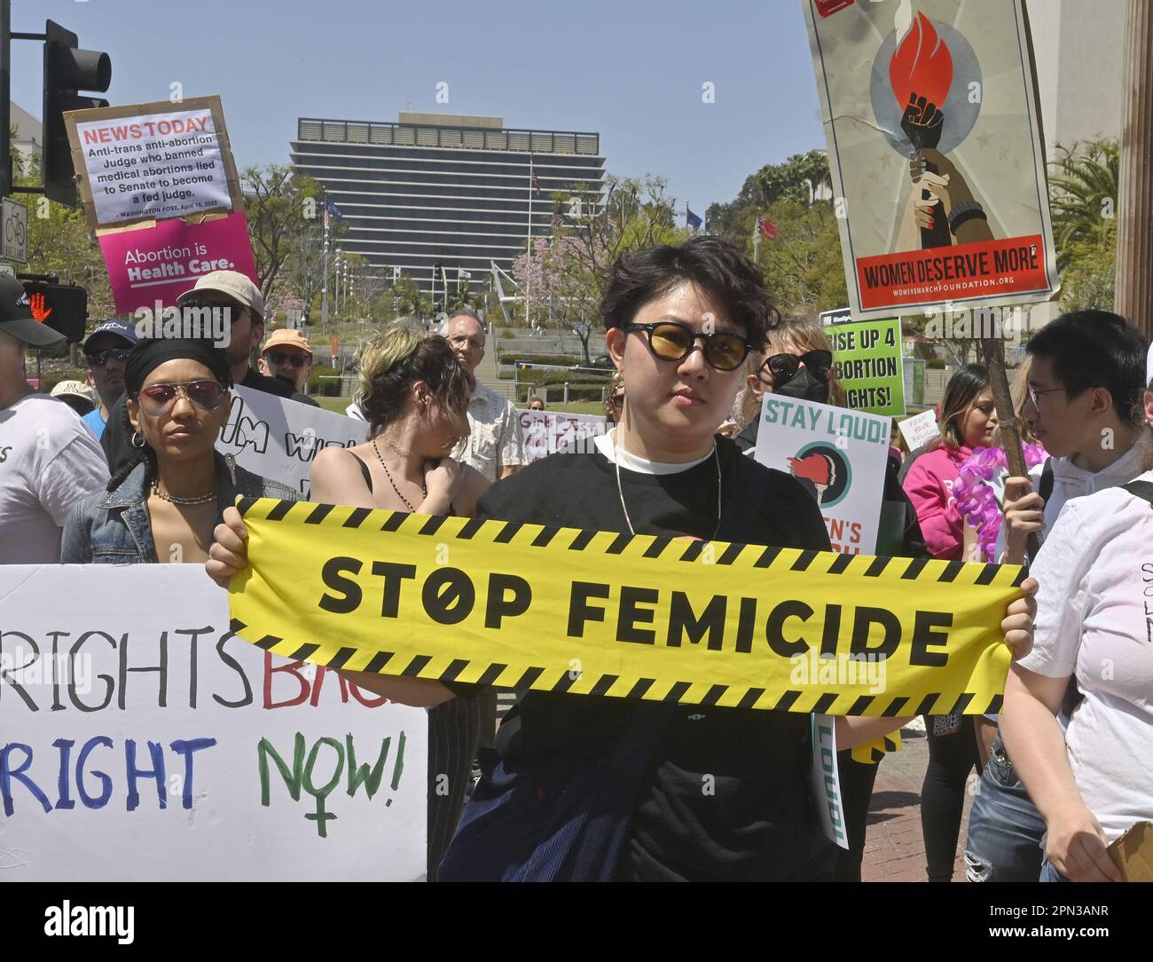 Los Angeles, United States. 15th Apr, 2023. Hundreds of protesters ...