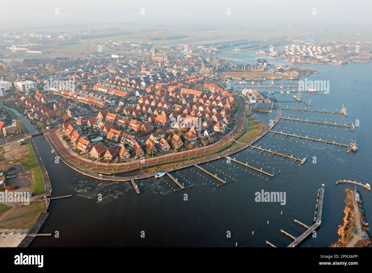 Aerial from the city Grou in Friesland the Netherlands Stock Photo - Alamy