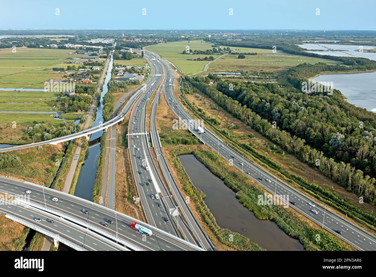 Aerial from junction Muiderberg with the A1 in the Netherlands Stock ...