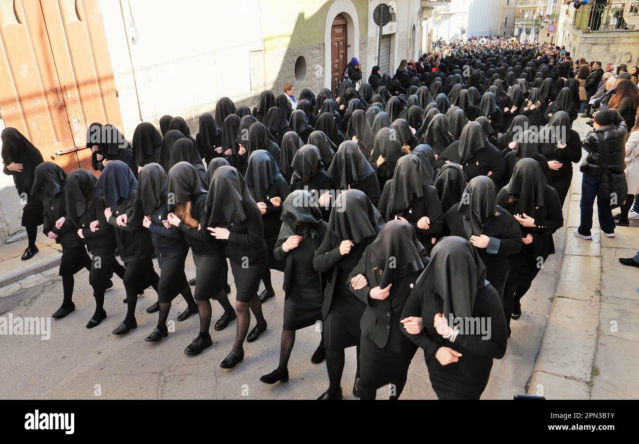 WOMEN IN BLACK IN THE PROCESSION OF THE DESOLATA ON HOLY SATURDAY ...