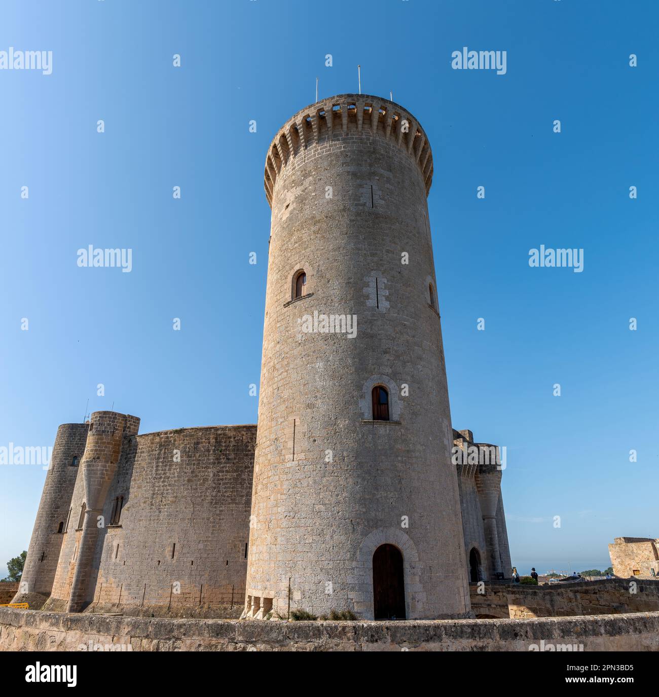 Exterior view of the Bellver Castle in Palma de Mallorca - Spain Stock ...