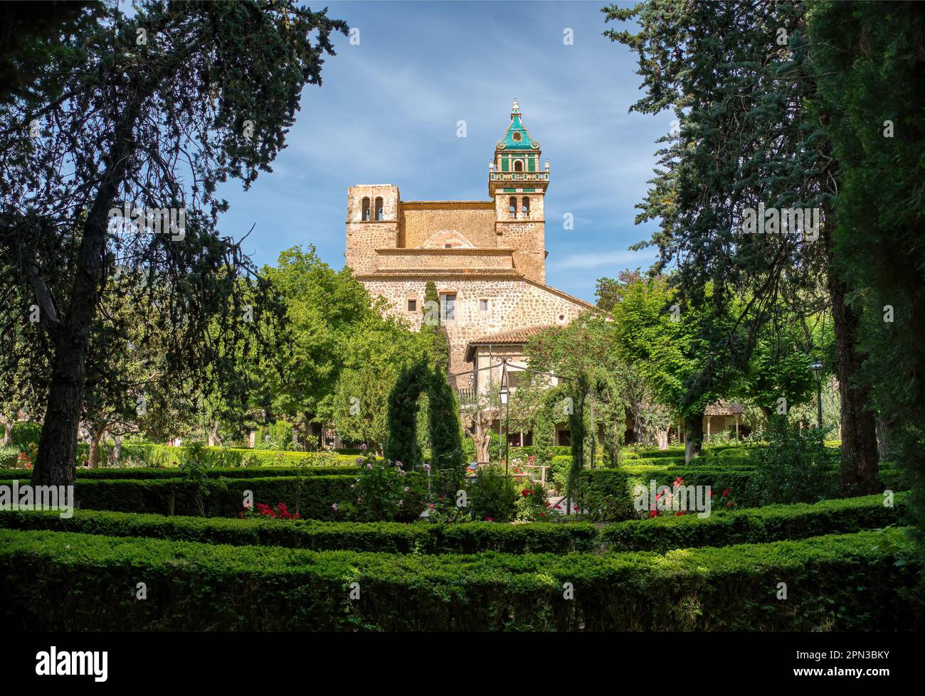 Royal Carthusian Monastery in Valldemossa traditional village ...