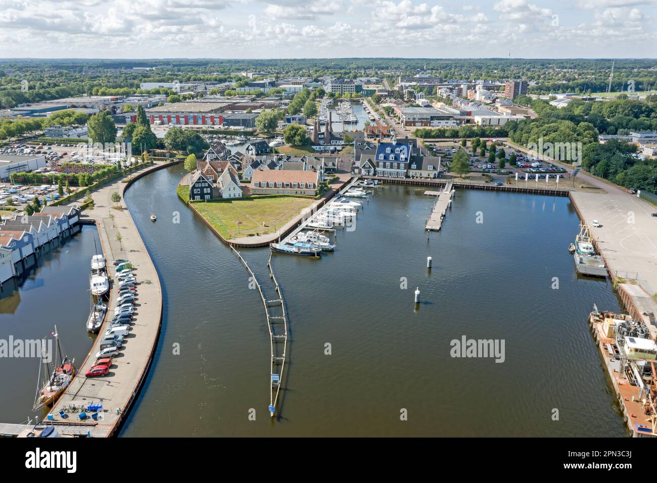 Aerial from the historical city Huizen in the Netherlands Stock Photo ...