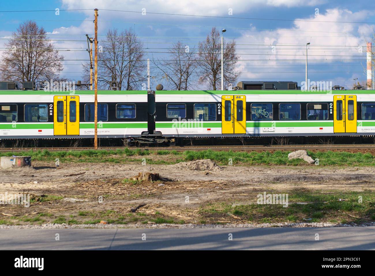 train on a railroad shot from side Stock Photo - Alamy