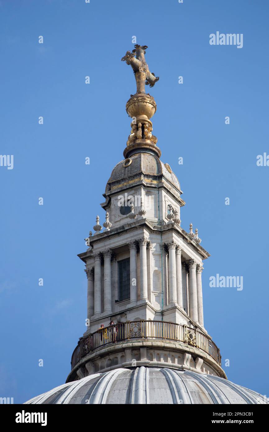 St Pauls Cathedral Dome and people on the viewing platform Stock Photo ...