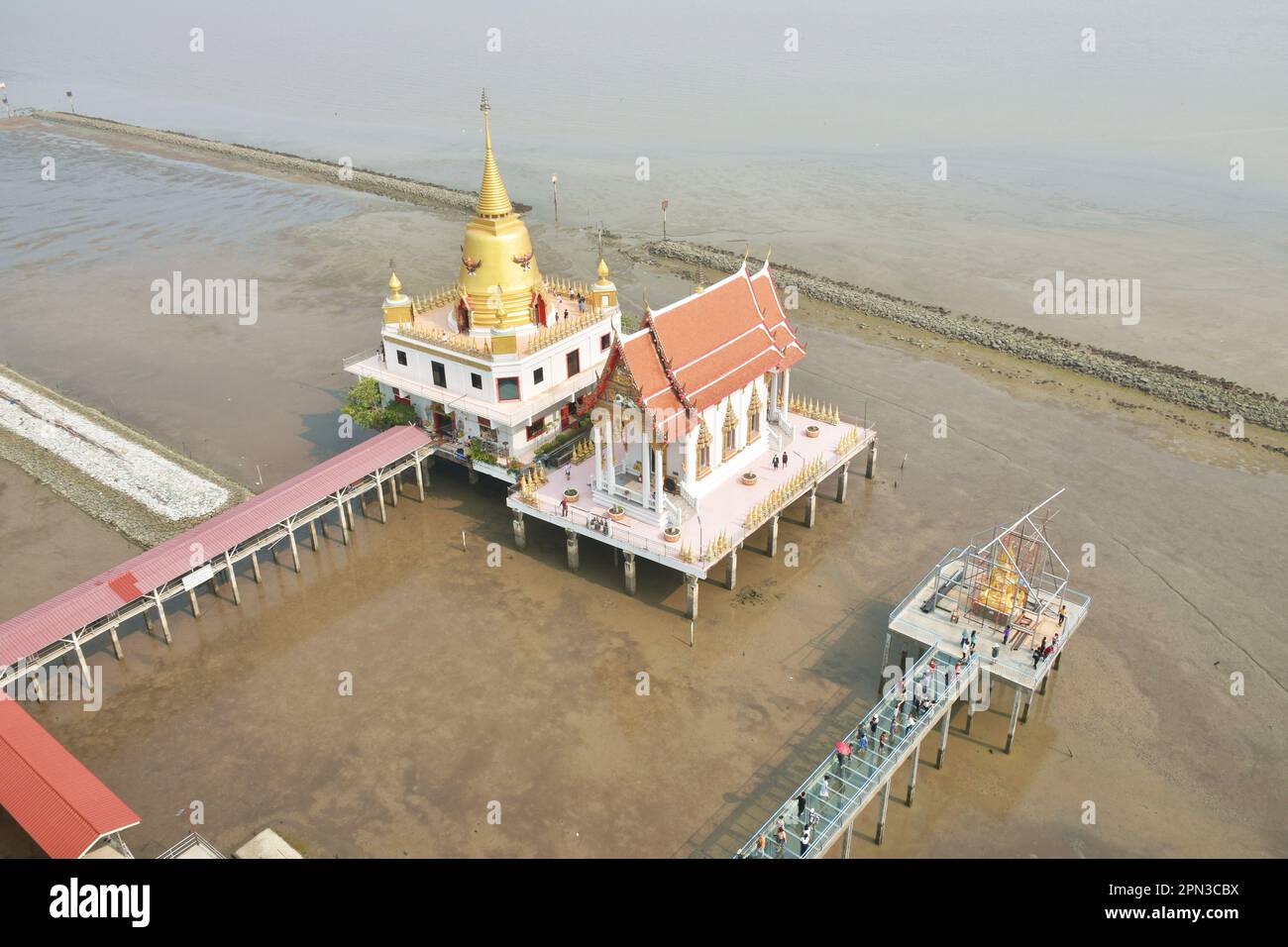 Samutprakarn Thailand April 15, 2023 : top view of Wat Hong Thong ...