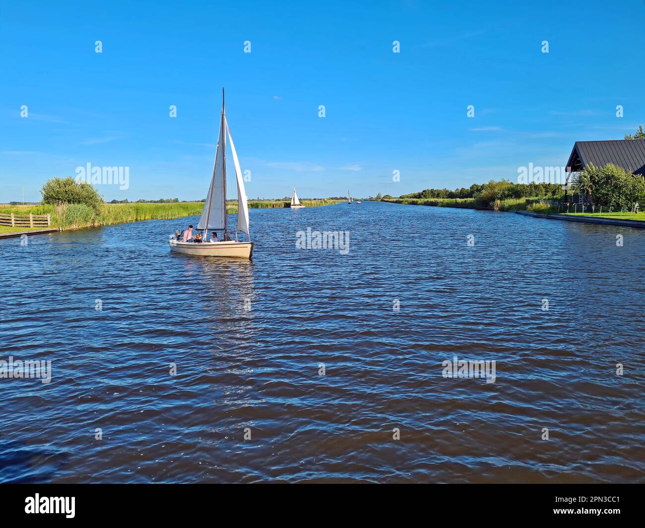 Sailing in the countryside from Friesland in the NEtherlands on a ...