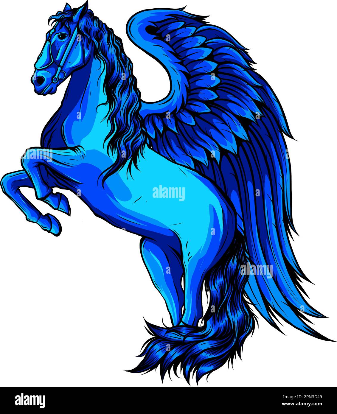 Pegasus Flying Horse Rearing Cartoon Vector Logo Mascot Design ...