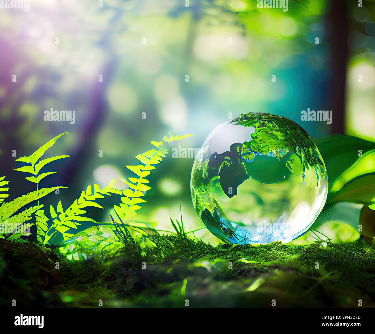 save the green planet concept with green Earth globe, Earth Day Stock ...