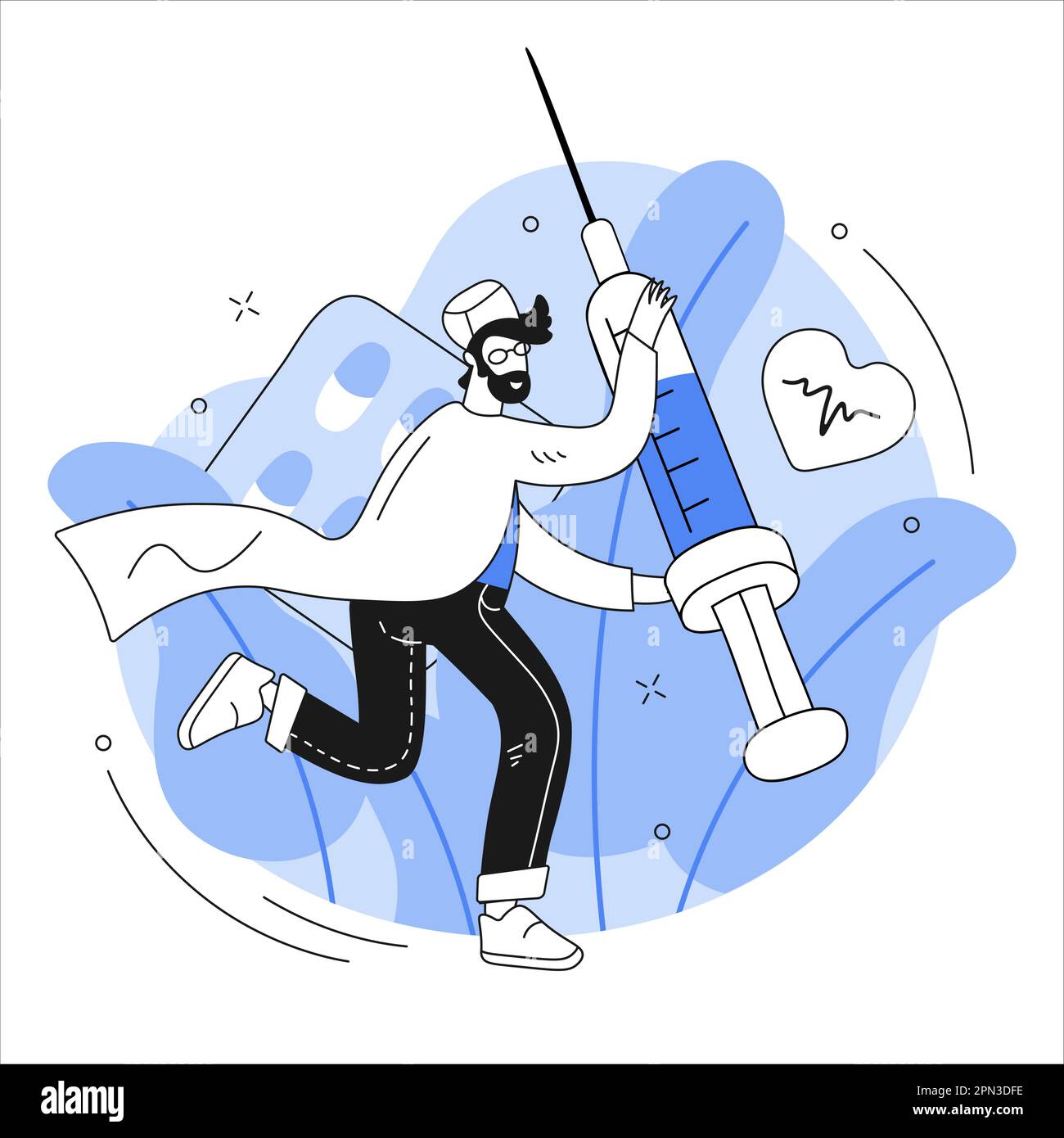 Anesthesiologist doctor running with big syringe vector Stock Vector ...